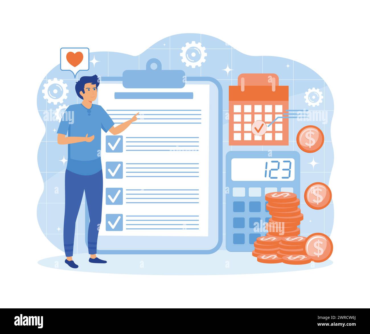 Budget planning. Financial analyst planning at check list on clipboard ...