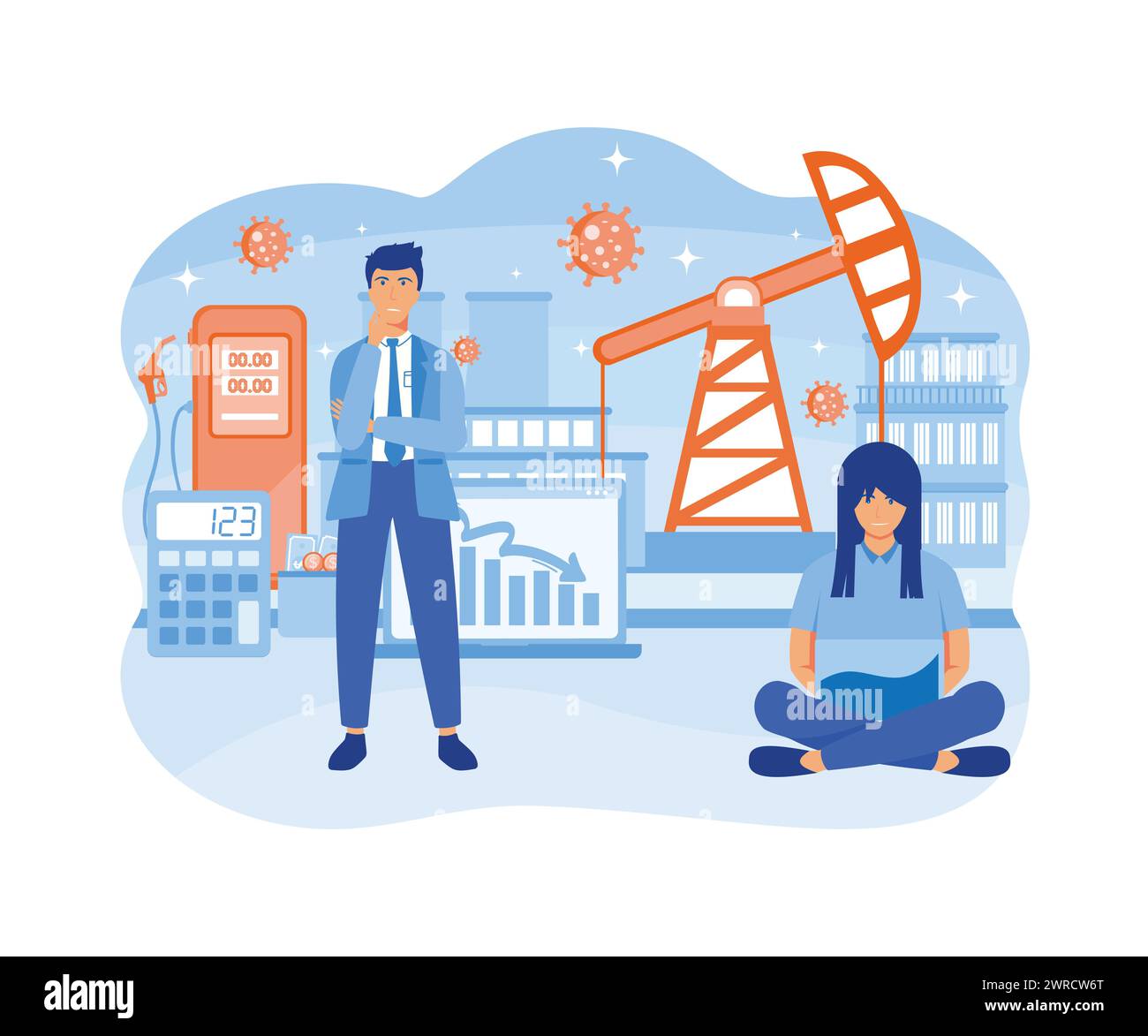 Man on oil tank Stock Vector Images - Alamy