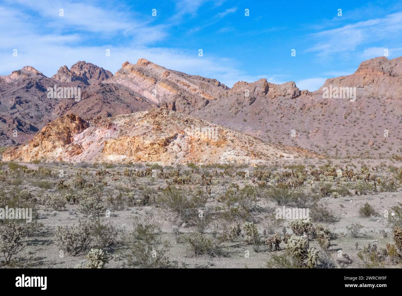 Conglomerate sandstone cliffs in the Mojave desert - portions of the ...