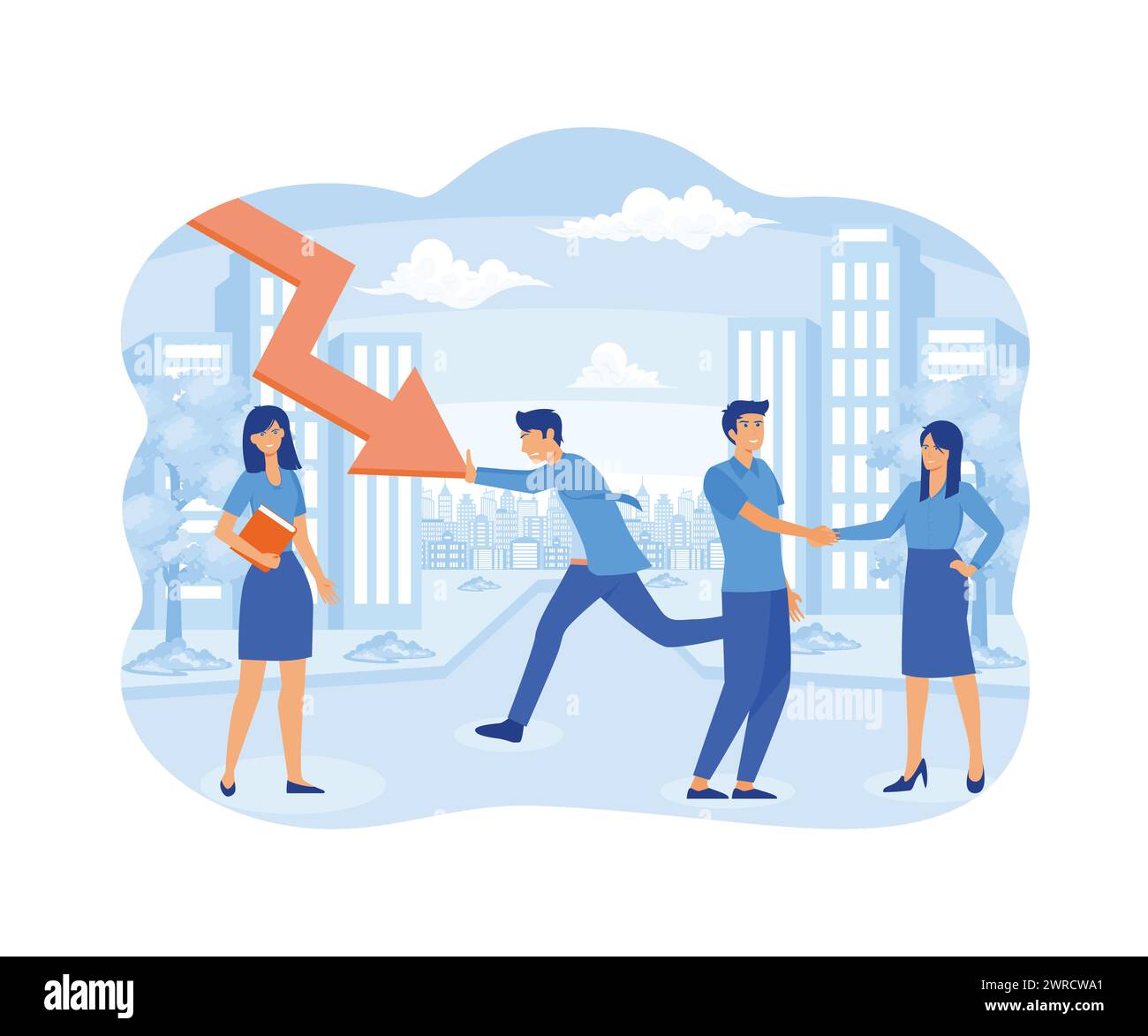 Cost reduction and business bankruptcy concept. Young adult people ...