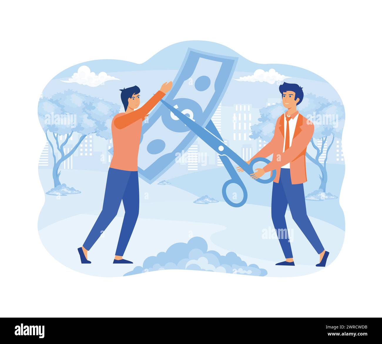 Cost reduction or cutting budget finance concept with scissors and ...