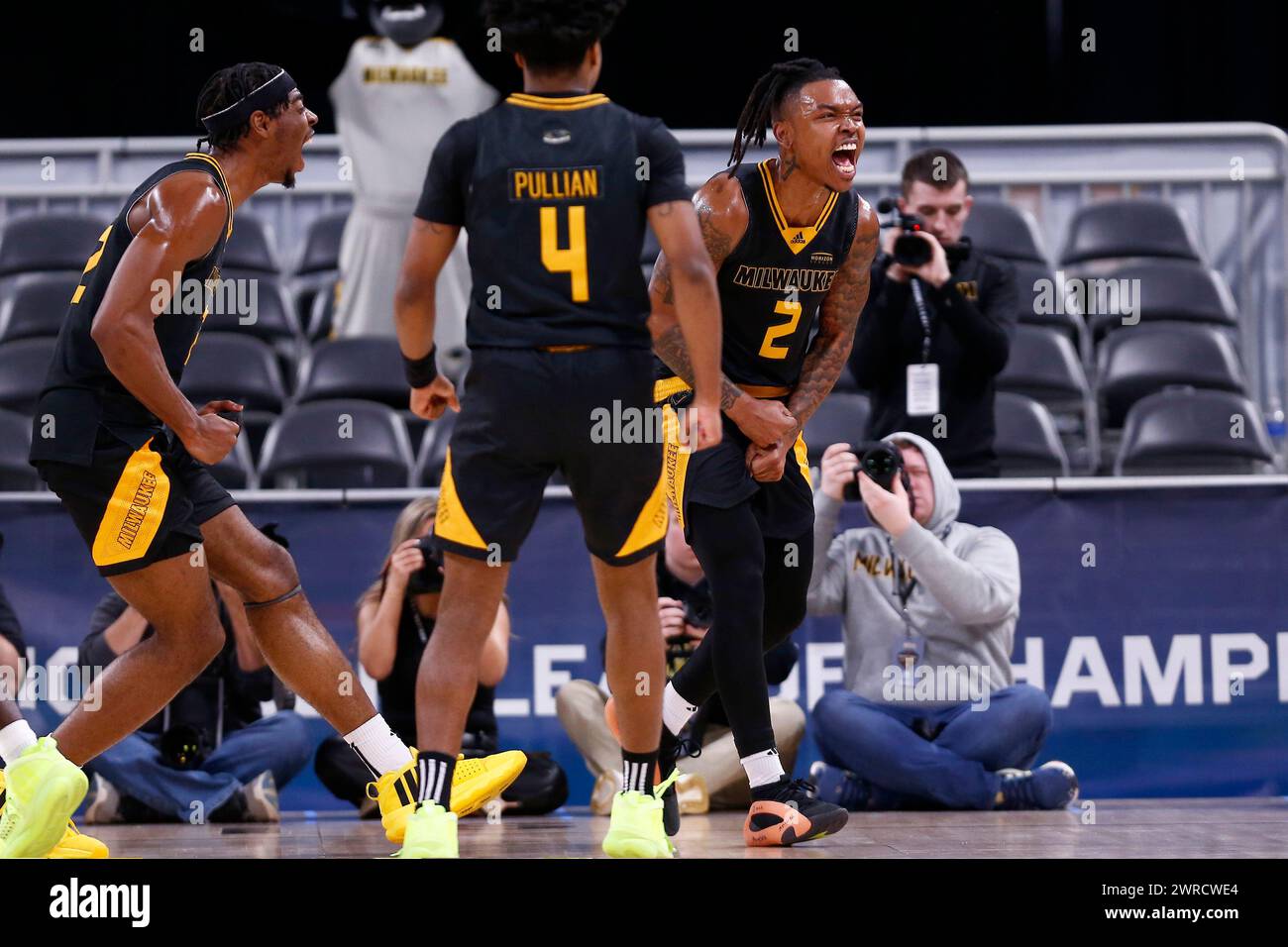 INDIANAPOLIS, IN - MARCH 11:Milwaukee Panthers guard Elijah Jamison (2 ...
