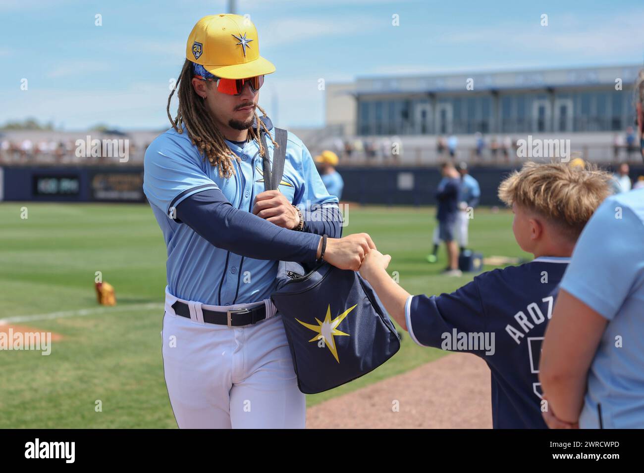 Port Charlotte, FL: Tampa Bay Rays outfielder Niko Hulsizer (76) gives ...