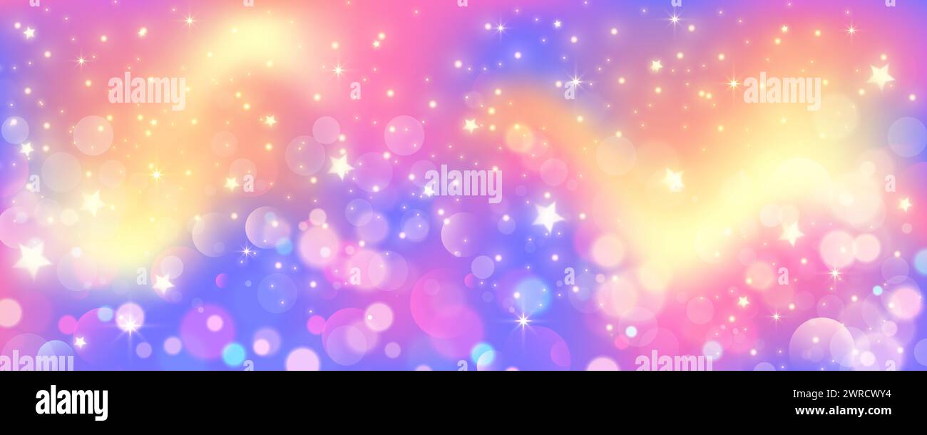 Purple unicorn background. Pastel wavy watercolor sky with glitter ...