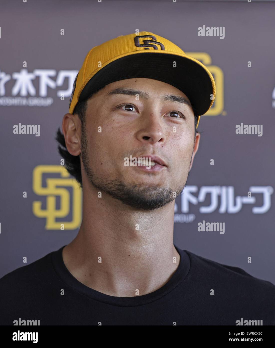 San Diego Padres starting pitcher Yu Darvish meets the press after ...