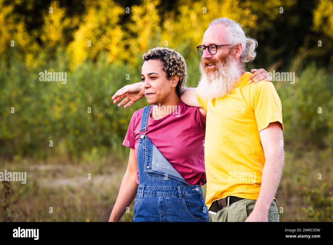 This image captures a caucasian man and a latina woman enjoying a ...