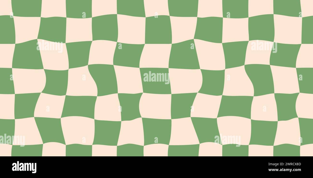 Seamless green checkerboard pattern. Repeating distorted checkered ...