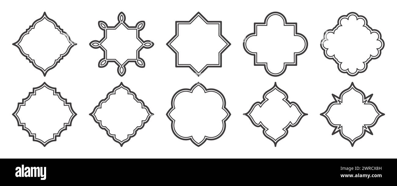 Islamic frame shapes set. Ramadan window with ornament. Vector oriental ...