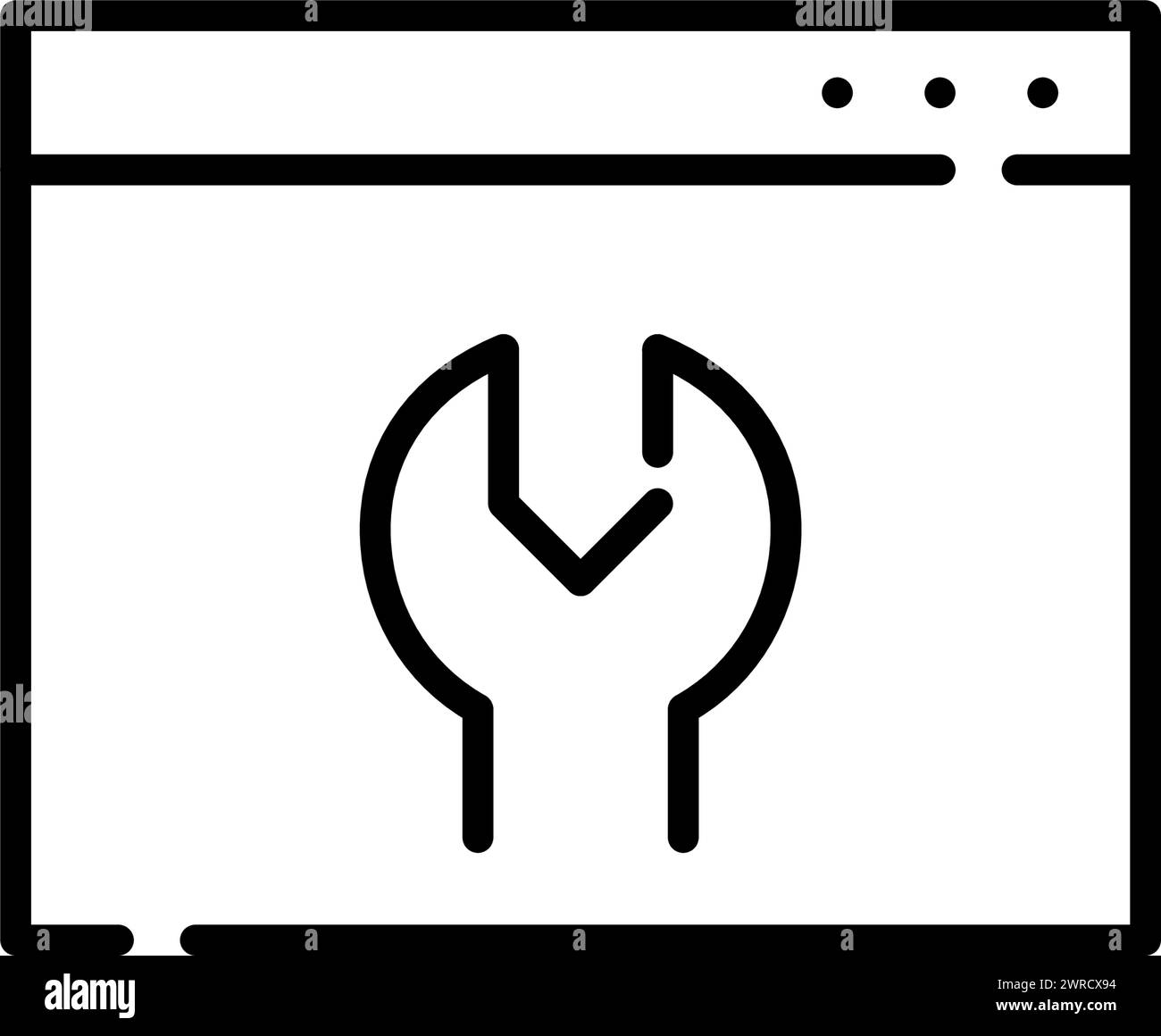 Wrench and internet browser icon representing web configuration instruments. Pixel perfect ...