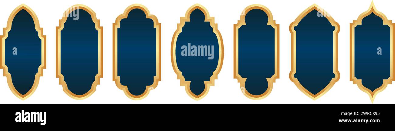 Ramadan golden frame. Islamic window shape. Arabic vector arch. Muslim ...