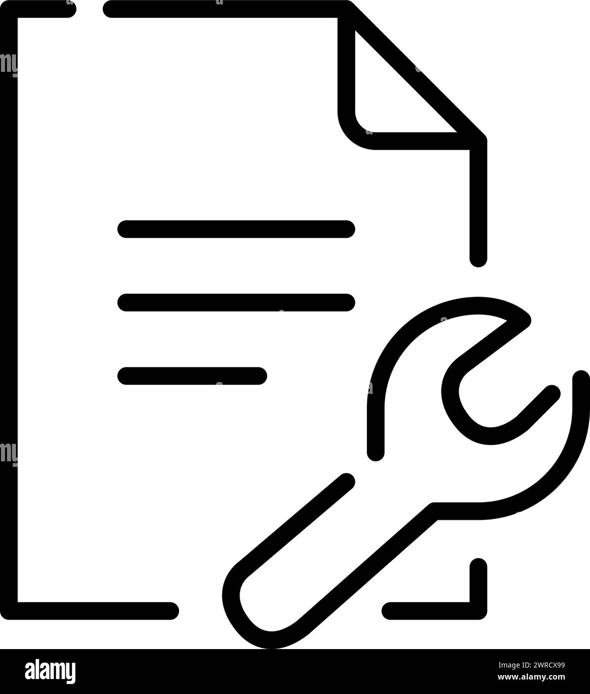 File configuration and maintenance tools. File symbol and wrench. Pixel perfect vector icon ...
