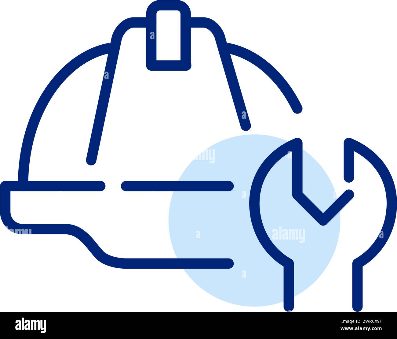 Hard hat and wrench. Safety at construction sites. Labor workers. Pixel ...