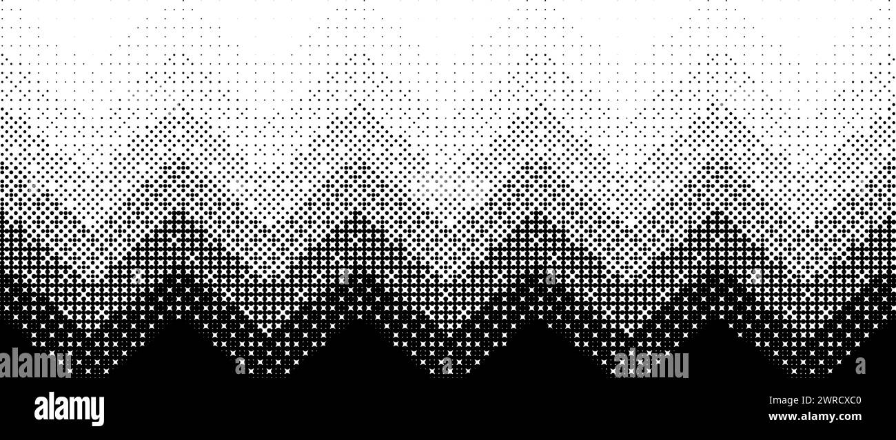 Pixelated zig zag line gradient texture. Black dithered gradation background. Retro bitmap video ...