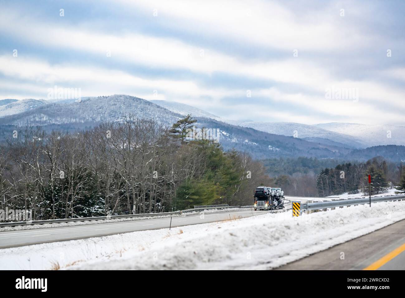 Industrial carrier car hauler blue big rig semi truck tractor ...