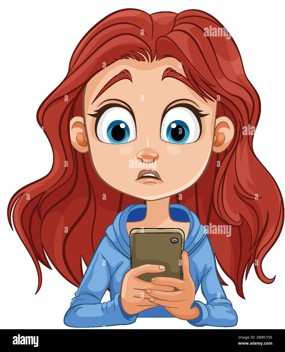 Cartoon of a girl looking shocked at her phone Stock Vector Image & Art ...