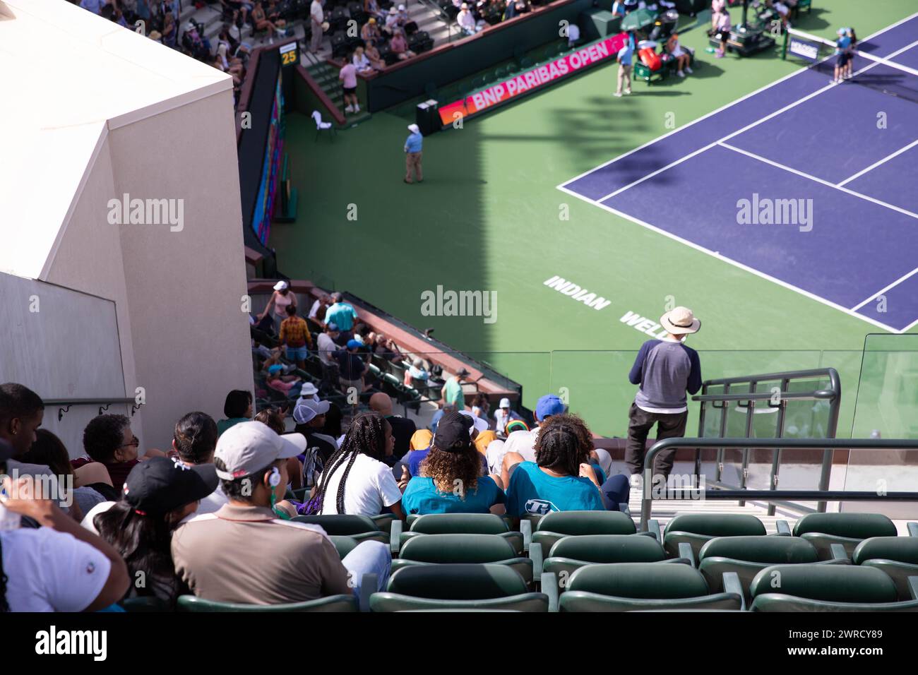 2024 Indian Wells Open, Stadium 2, the seats are full of cheering fans ...