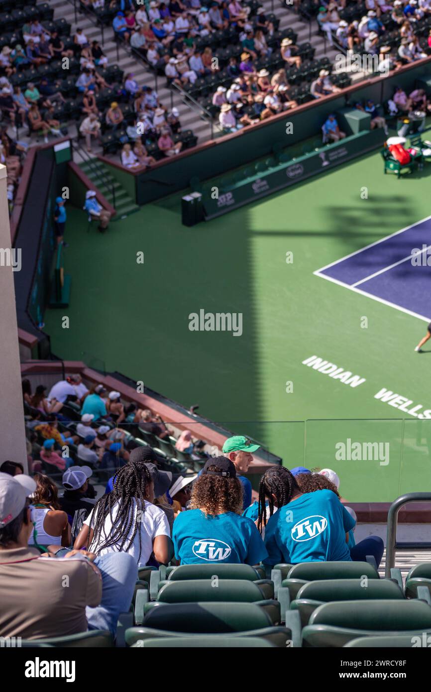 2024 Indian Wells Open, Stadium 2, the seats are full of cheering fans ...