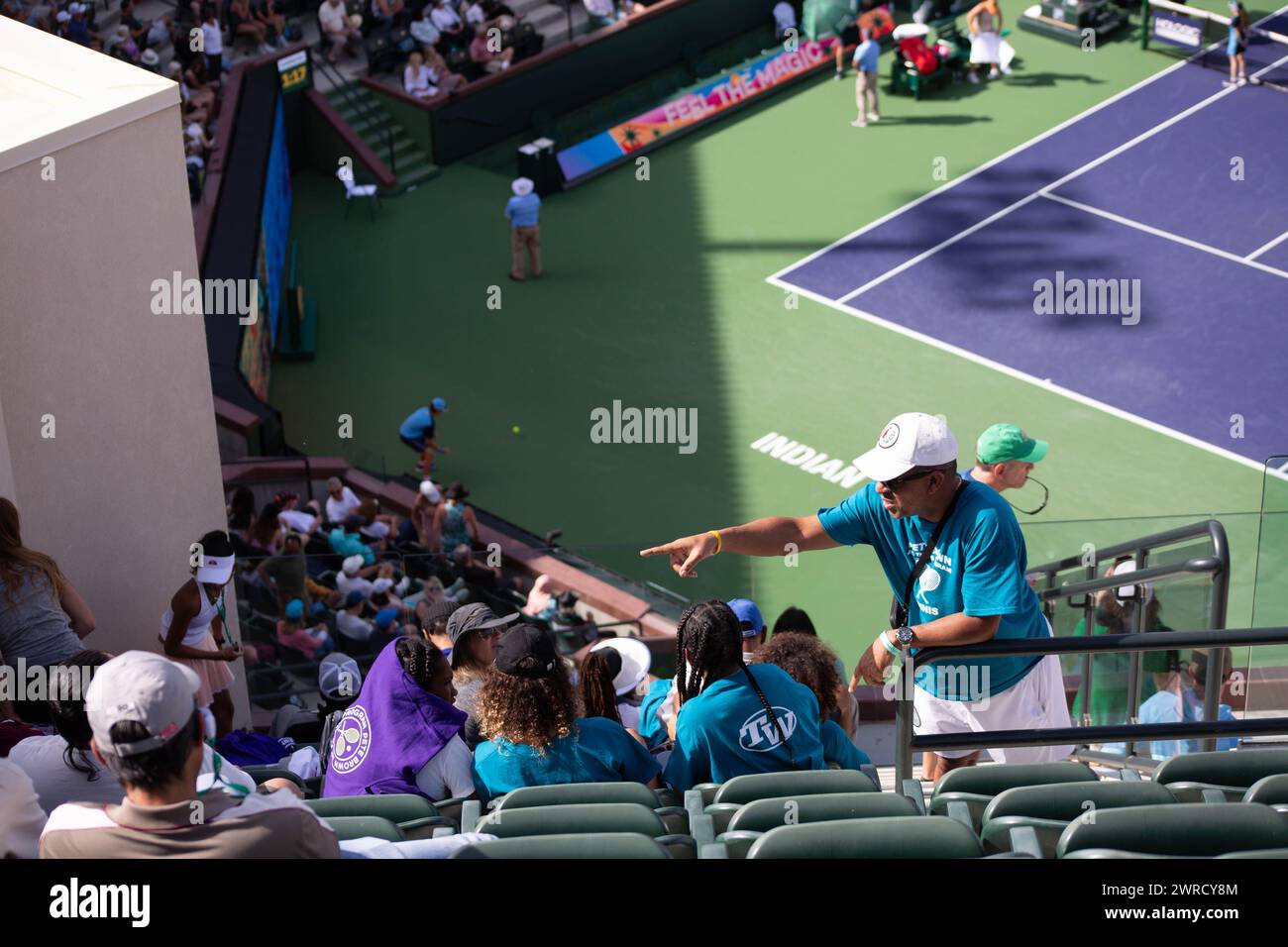 2024 Indian Wells Open, Stadium 2, a fan in the stadium with a white ...