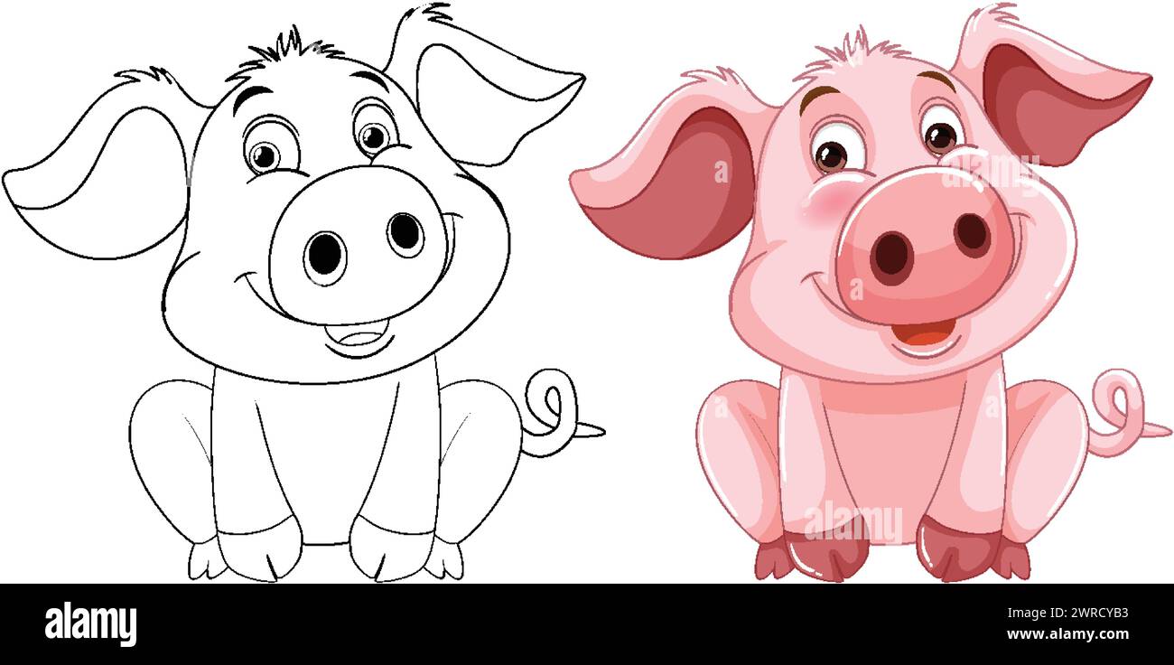 Black and white to color pig transformation Stock Vector Image & Art ...