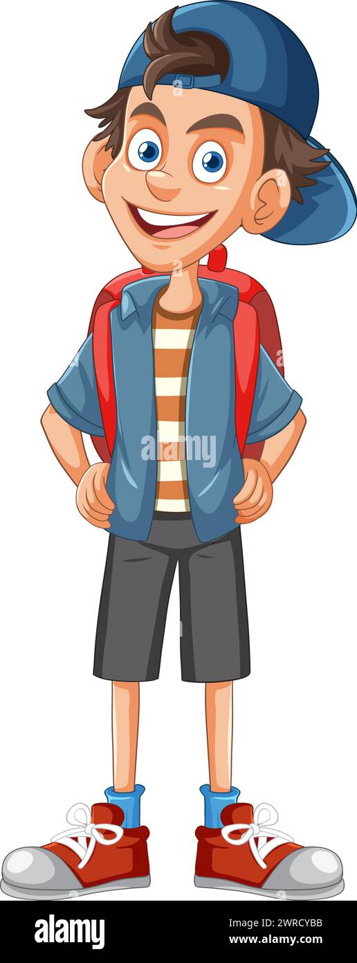 Boy backpack standing on Cut Out Stock Images & Pictures - Alamy