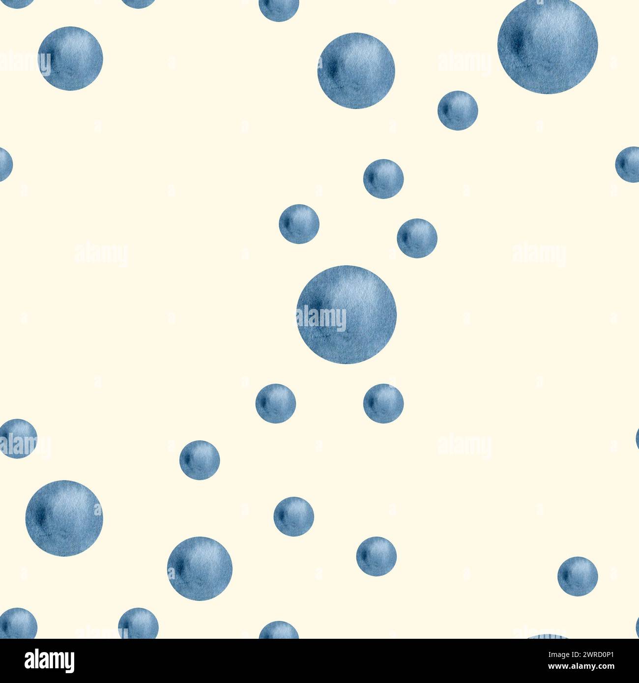 Abstract modern graphic design with blue glossy beads. Watercolor ...