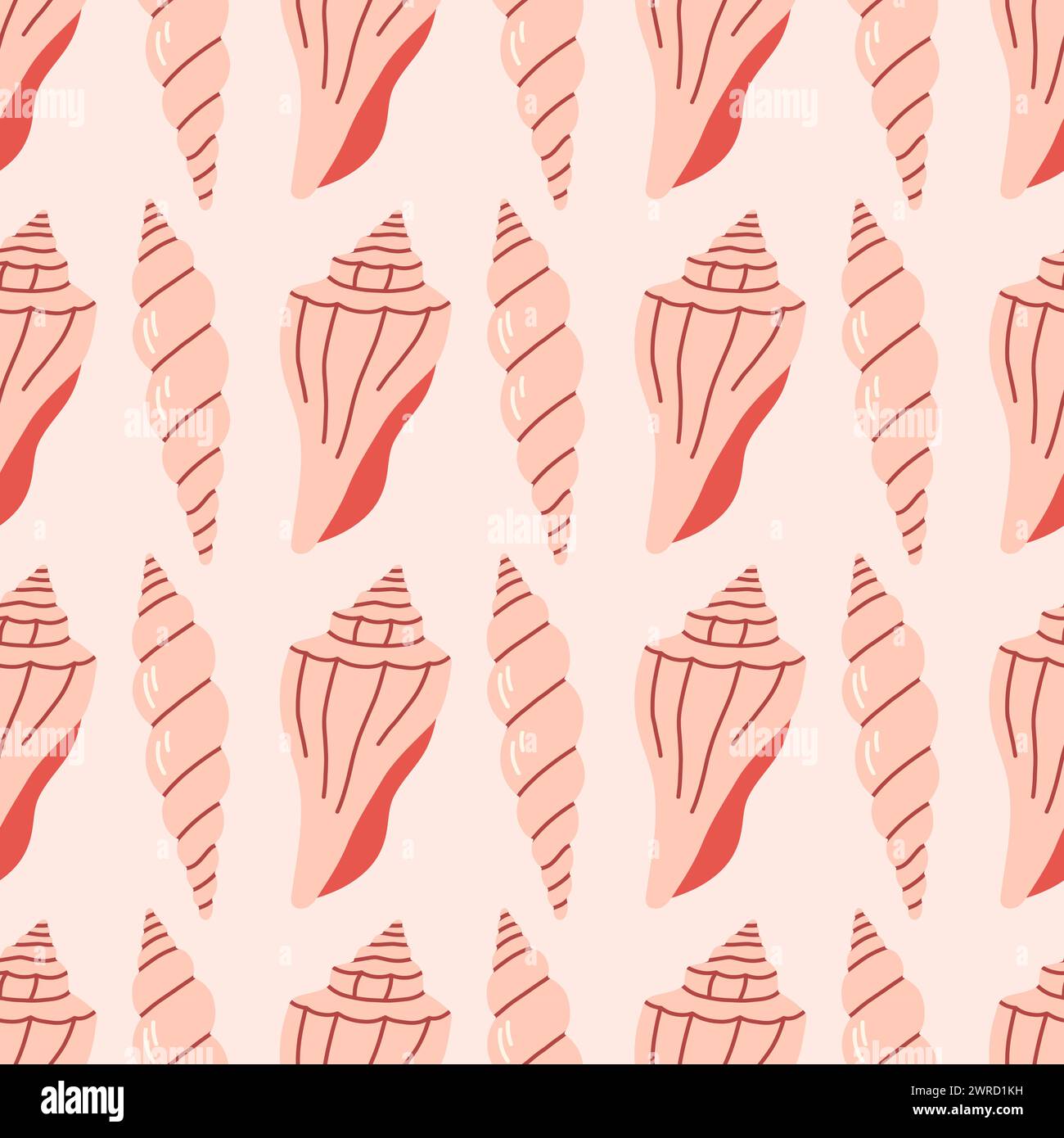 Sea shells seamless pattern. Trendy pattern of seashells for wrapping ...