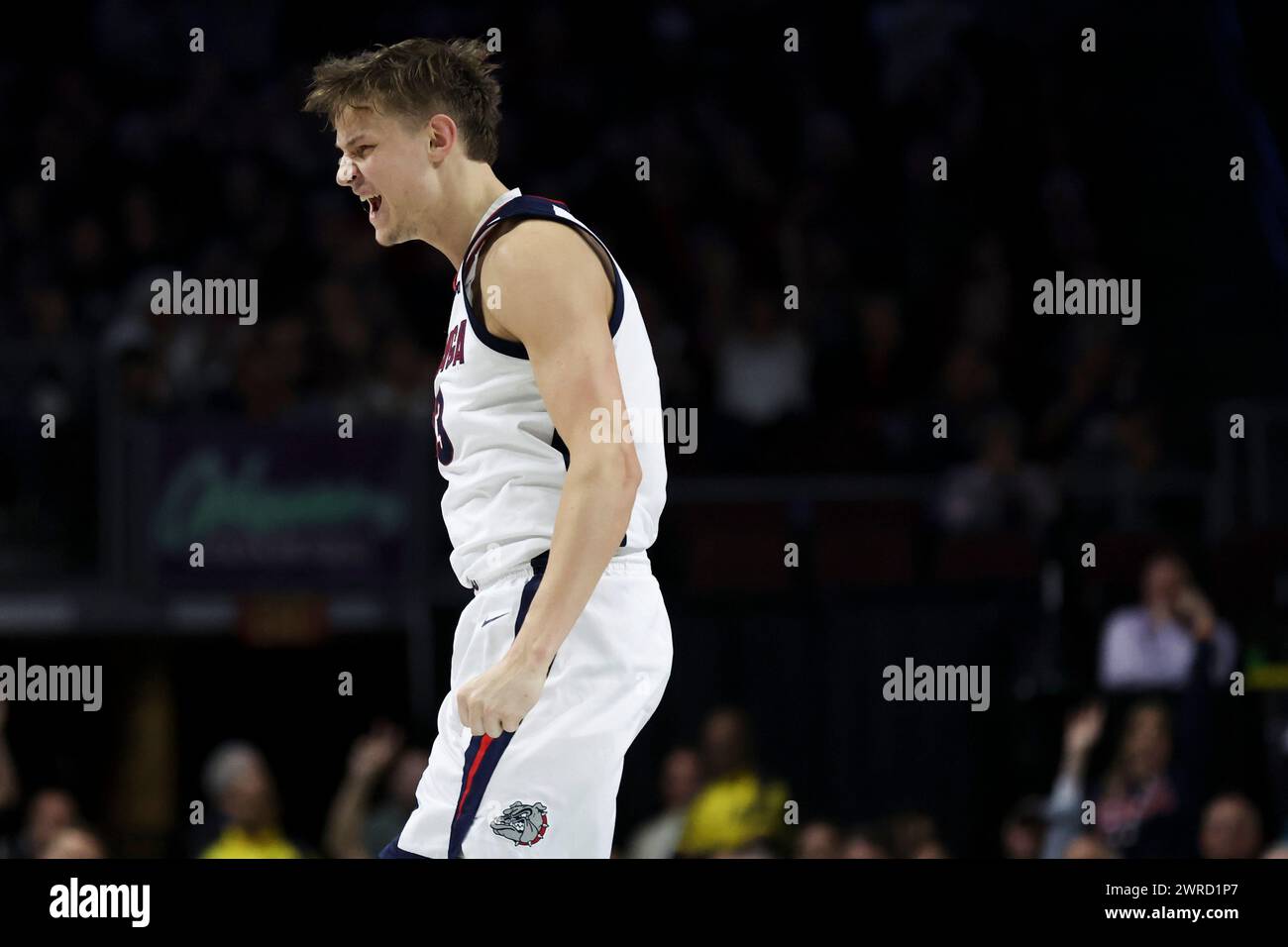 Gonzaga forward Ben Gregg celebrates after scoring during the second ...
