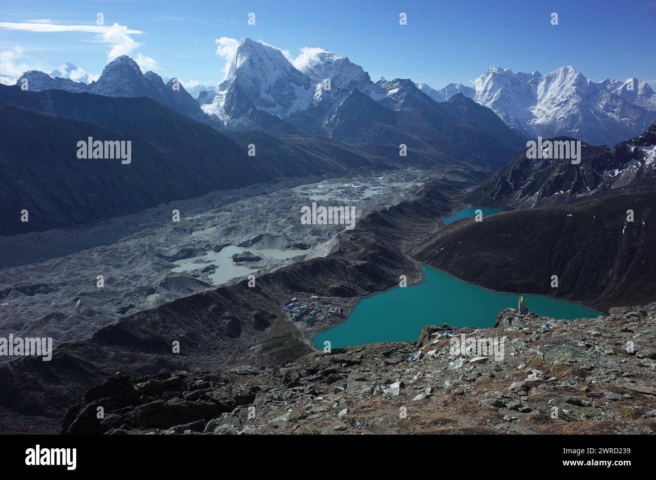 Hiking in Nepal Himalayas, View from Gorio Ri on Gokyo lake, Gokyo ...
