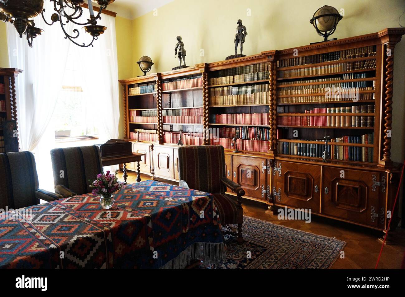 detail of old bookcase as nice history background Stock Photo - Alamy