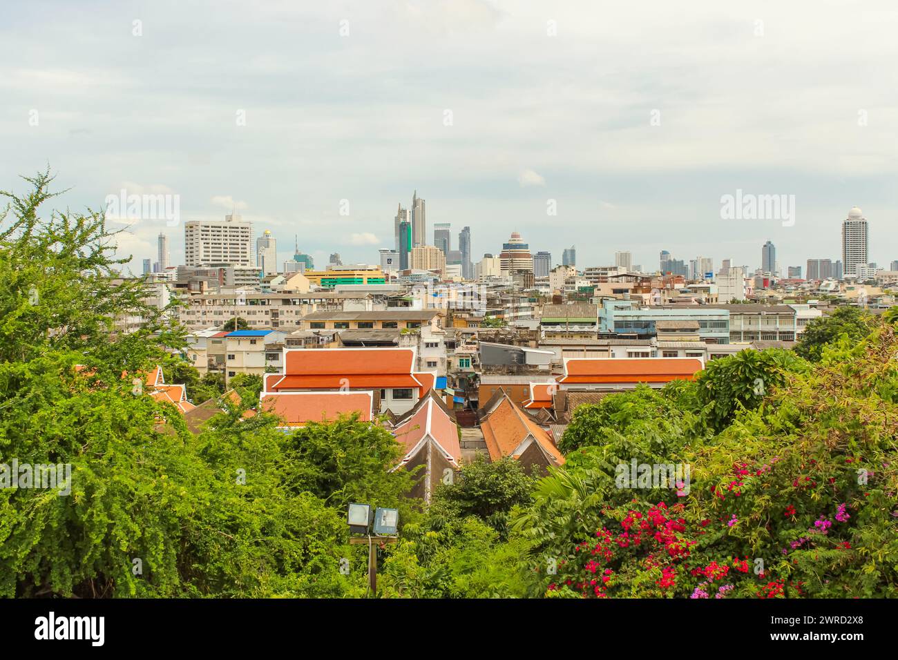 Top View of Golden Mountain or Wat Saket Temple, A famous landmark in ...