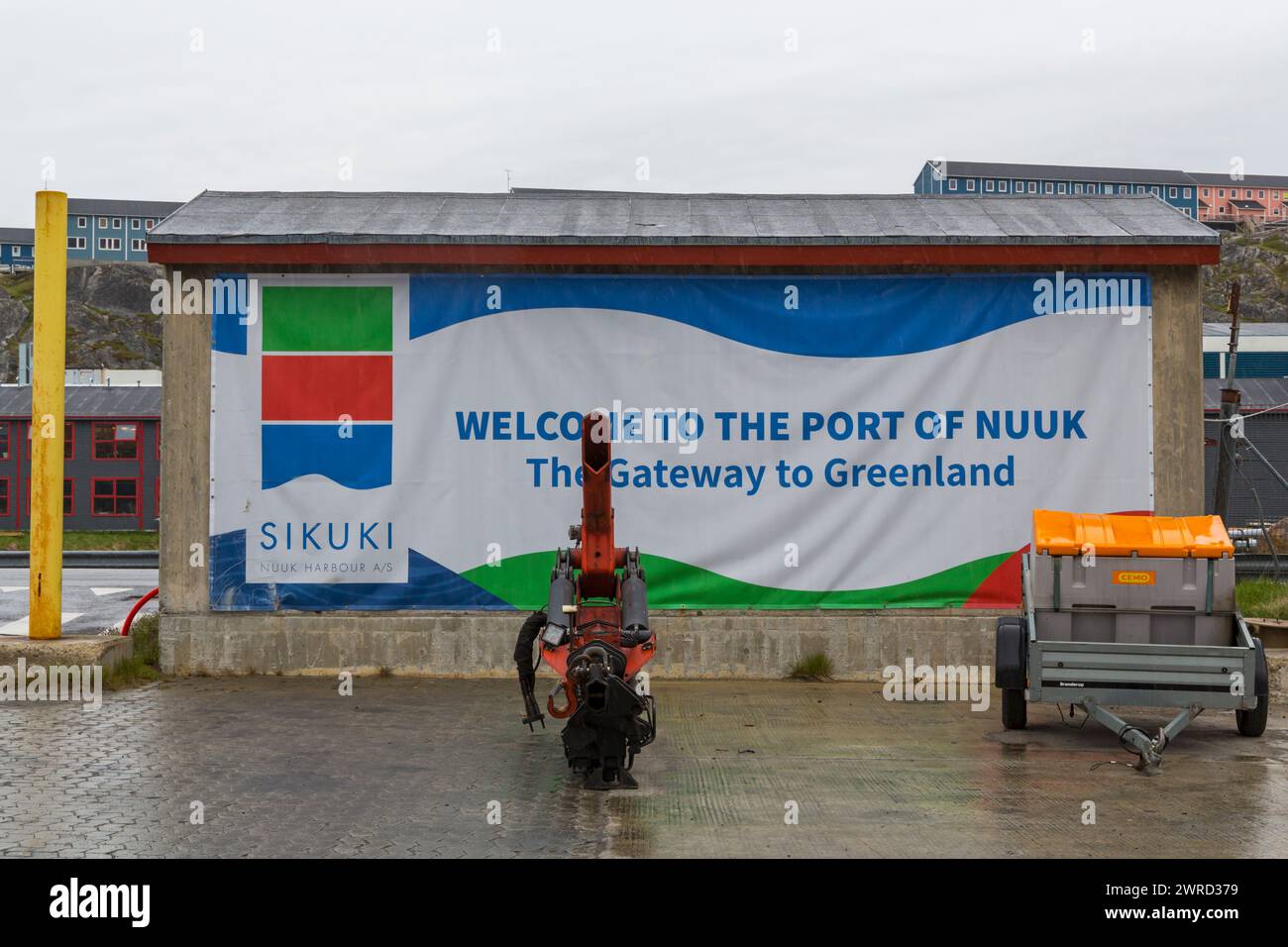 Welcome to the port of Nuuk the gateway to Greenland sign at Nuuk ...