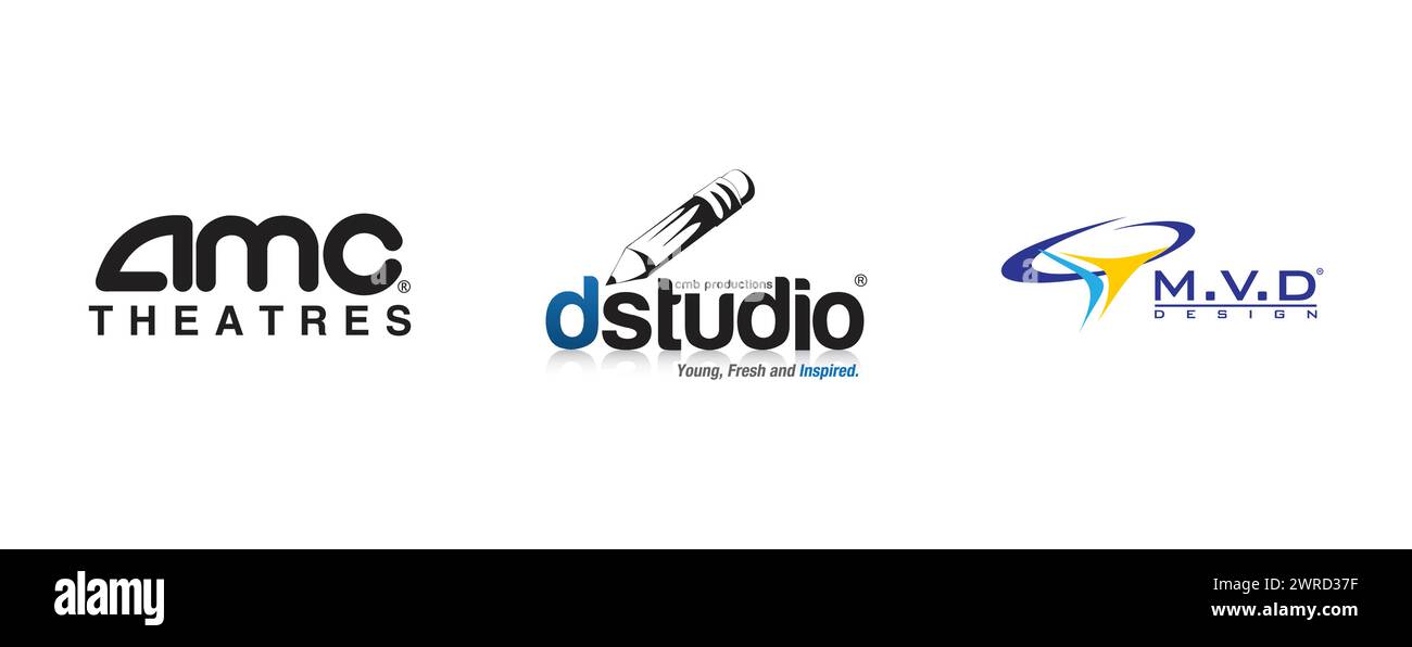 AMC Theatres, D Studio CMB, M.V.D design. Arts and design vector logo ...