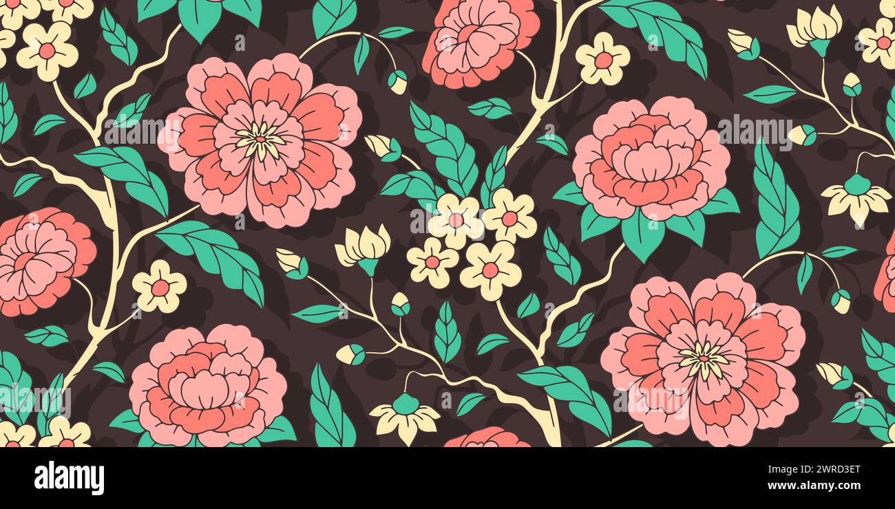 Seamless pattern with chinoiserie hand drawn motifs Stock Vector Image ...