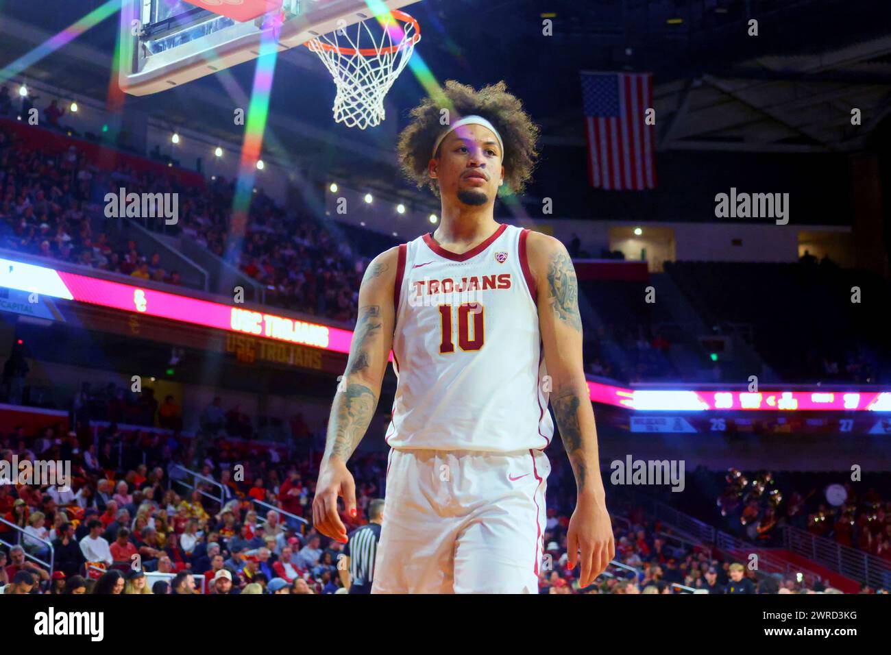 USC Trojans forward DJ Rodman (10) looks on during an NCAA college ...