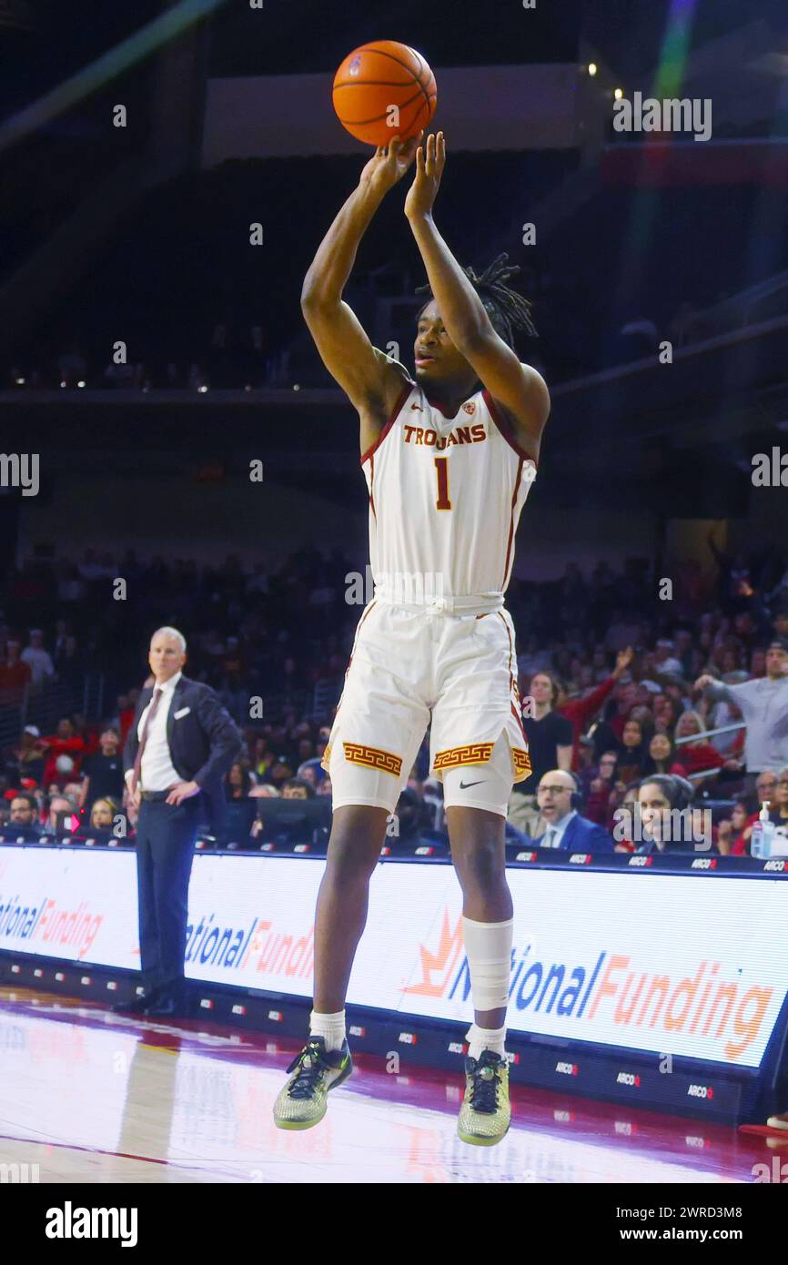 USC Trojans guard Isaiah Collier (1) shoots a jumpshot during an NCAA ...