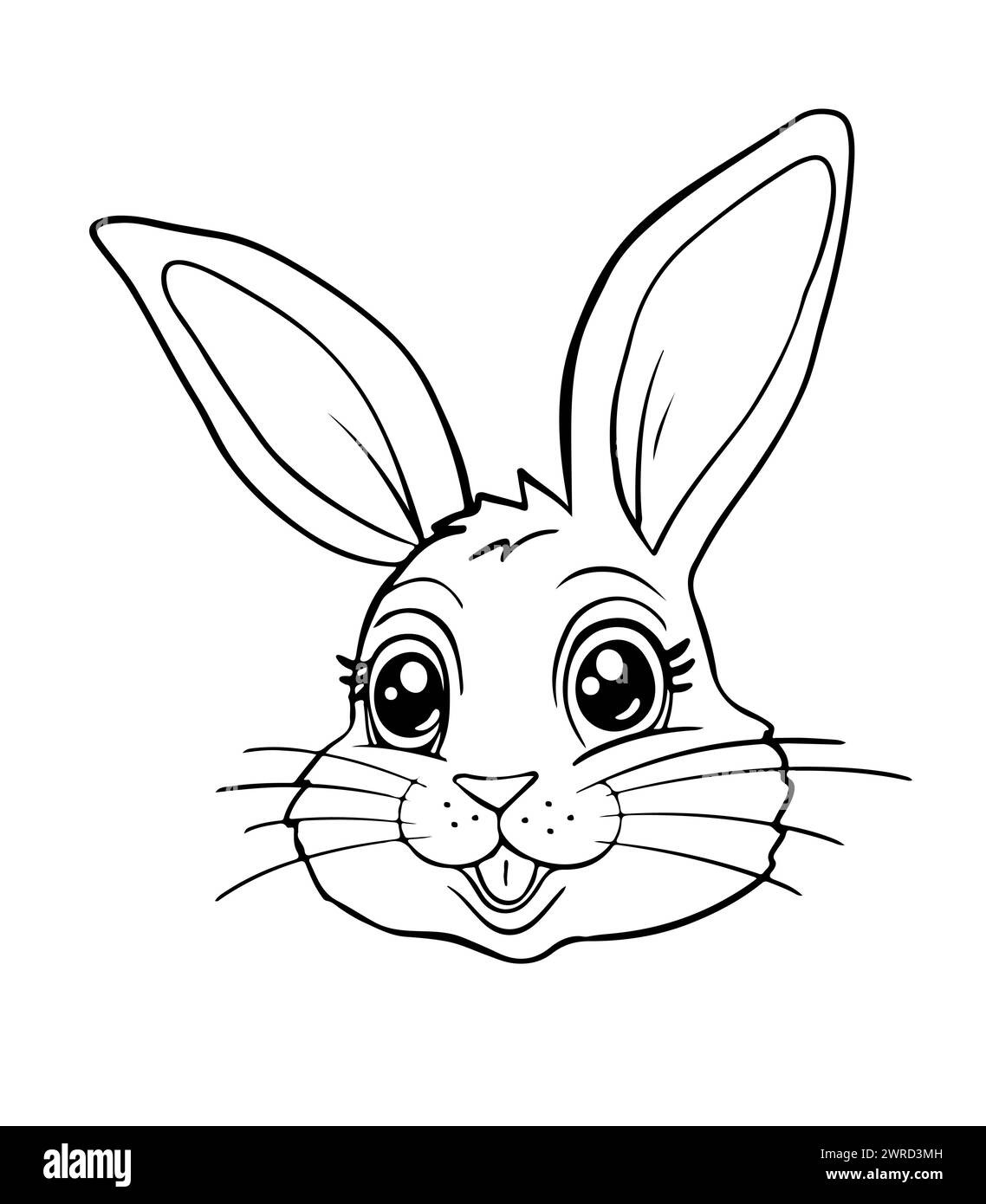 Cute bunny head, outline drawing, Easter coloring book for children ...