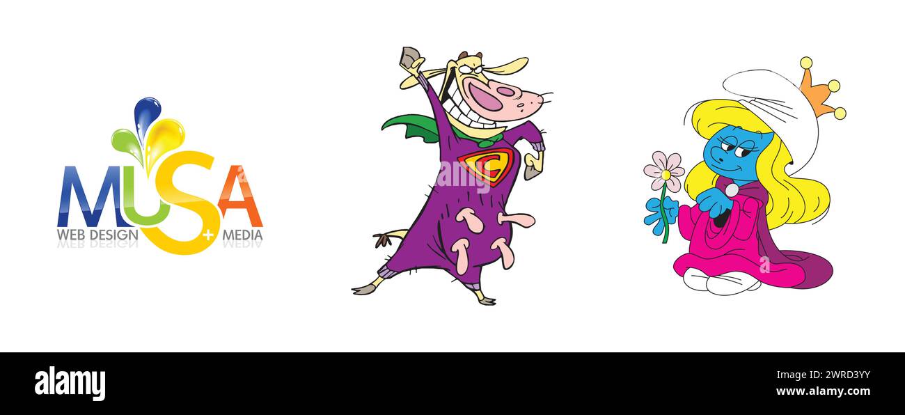 MUSA Web Design, Cow, Smurfette. Arts and design vector logo on ...