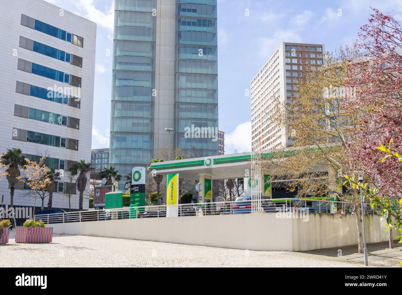 Nations' park, Lisbon, Portugal, March 3, 2024, BP gas station Stock ...