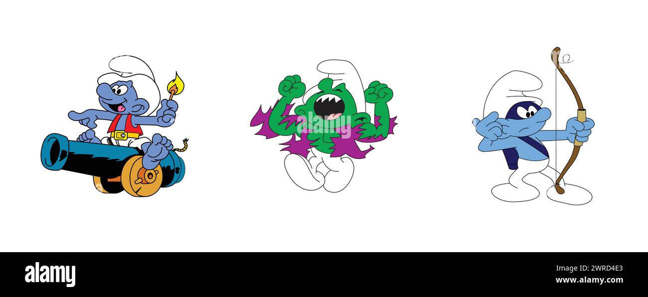 Smurf archer, Smurf kanon, Smurf arngy. Arts and design vector logo on ...