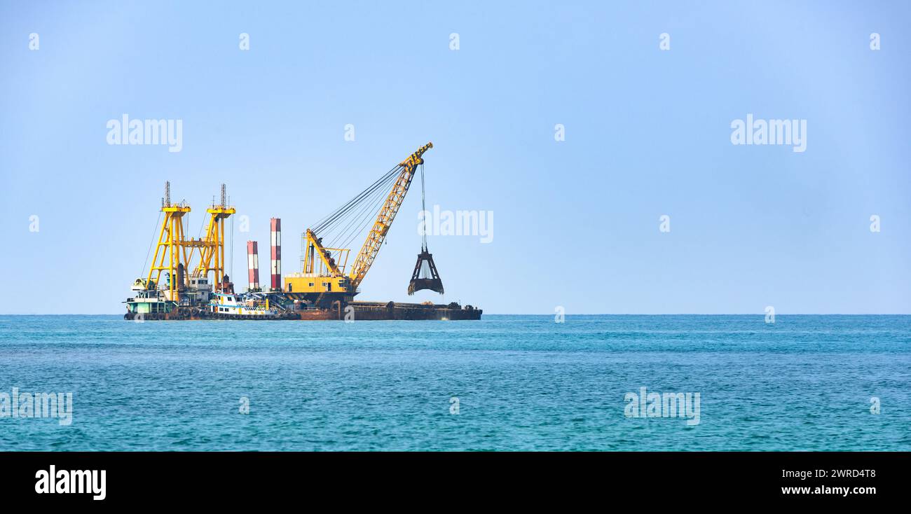 Floating dredging platform in hi-res stock photography and images - Alamy