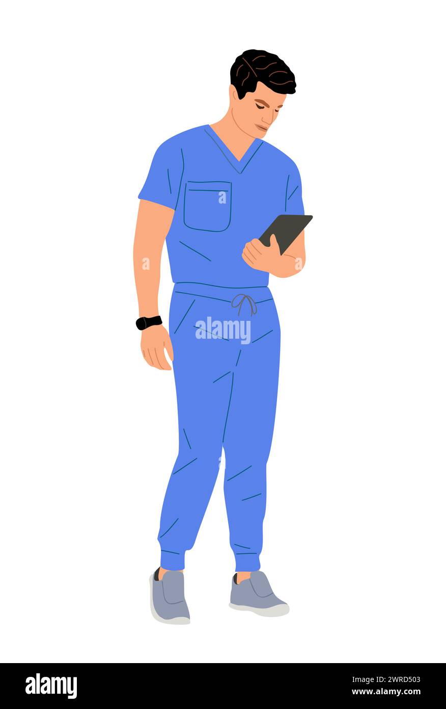 Healthcare nurse man tablet Stock Vector Images - Alamy