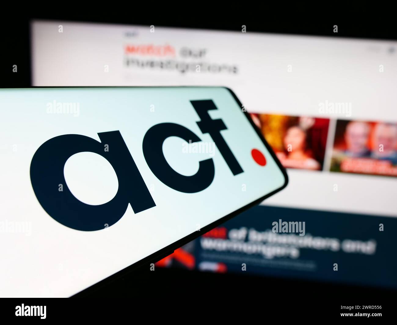 Smartphone with logo of Russian organisation Anti-Corruption Foundation ...