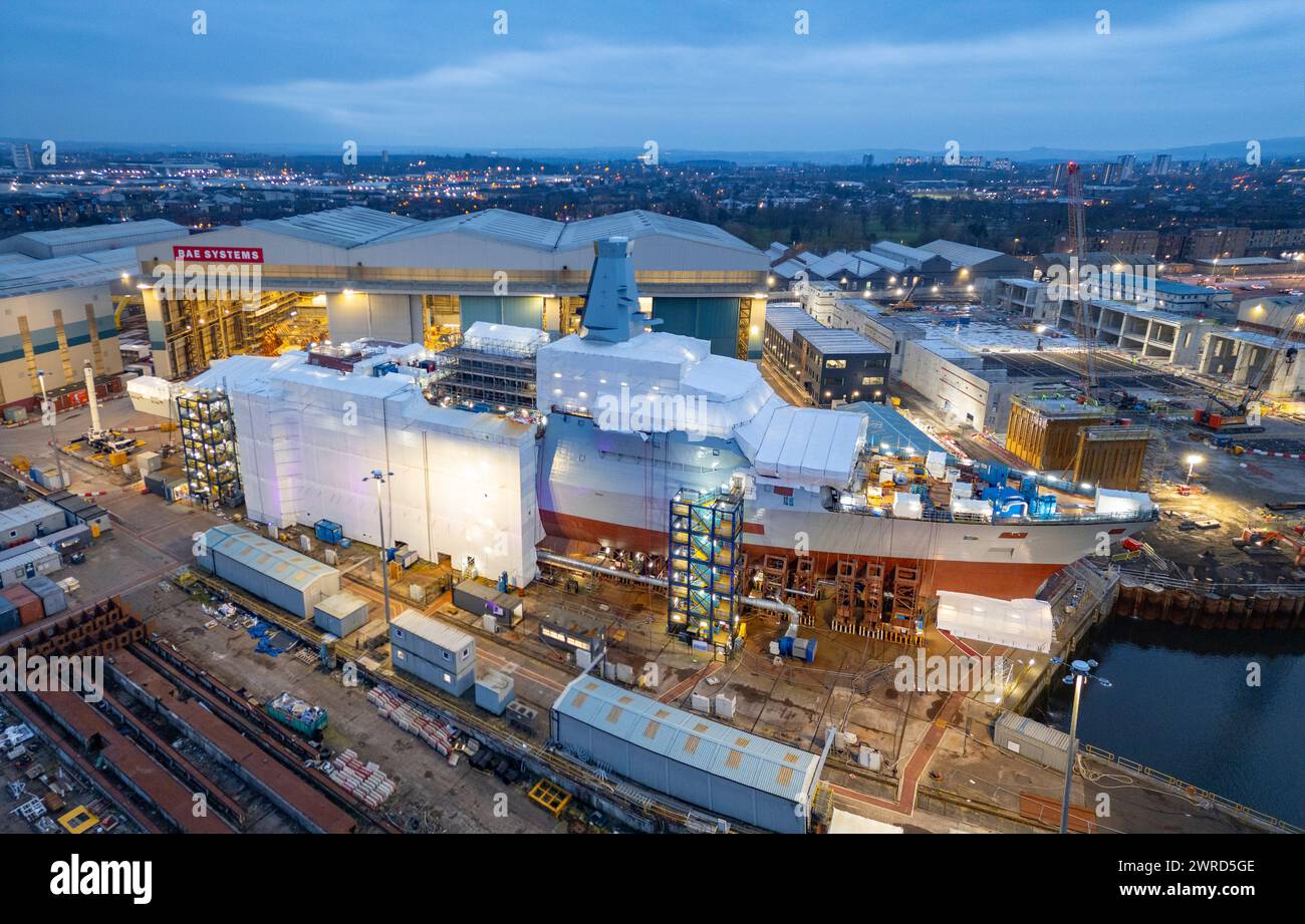 Glasgow, Scotland, UK. 11th March, 2024. HMS Cardiff seen under ...