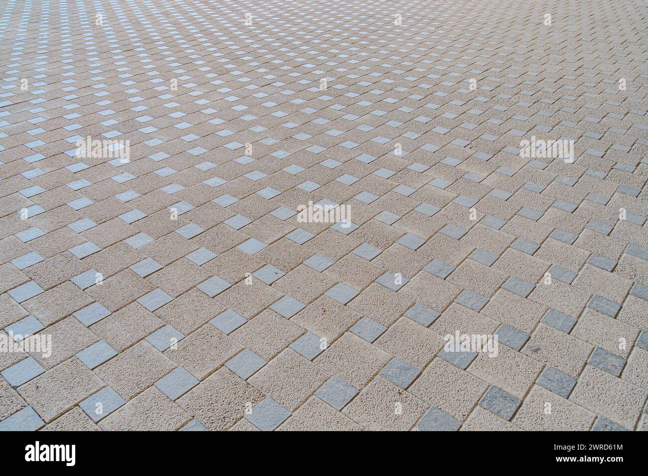 Texture of paving tiles. A parkway paved with paving tiles. close-up of ...