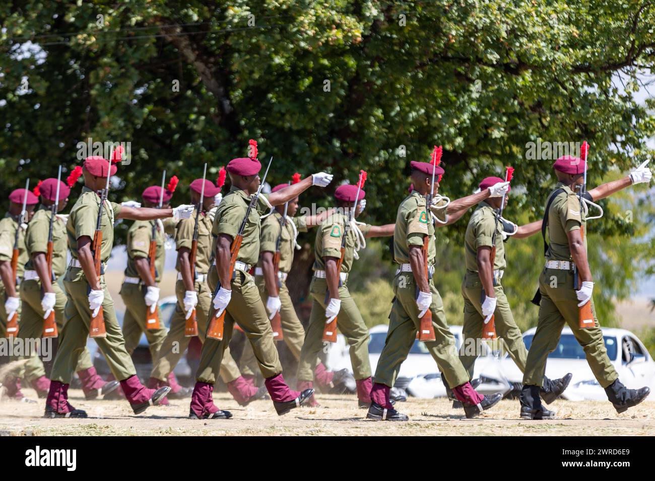 Maseru, Lesotho. 11th Mar, 2024. Soldiers march during the Moshoeshoe's ...