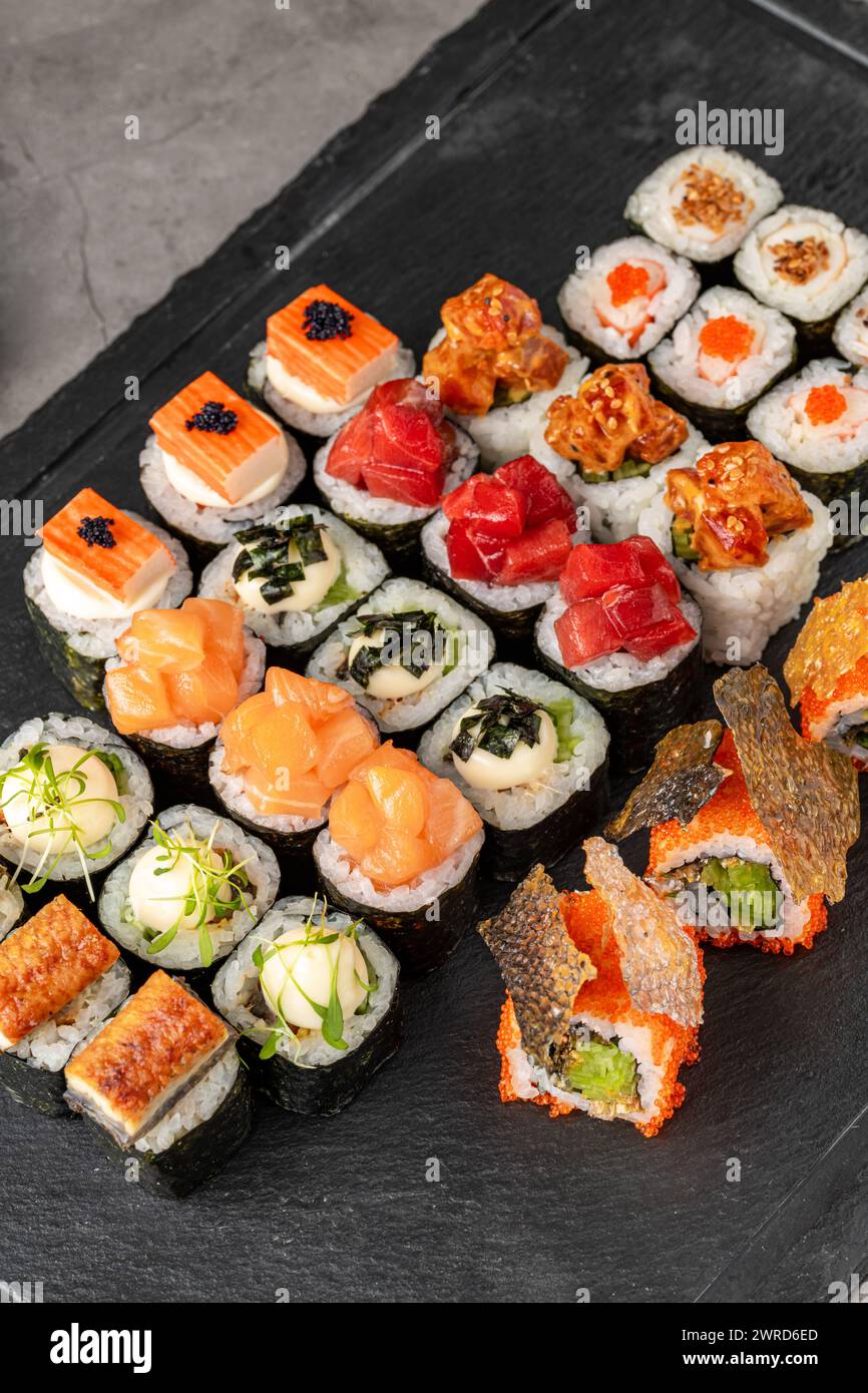 Set fresh sushi rolls hi-res stock photography and images - Alamy