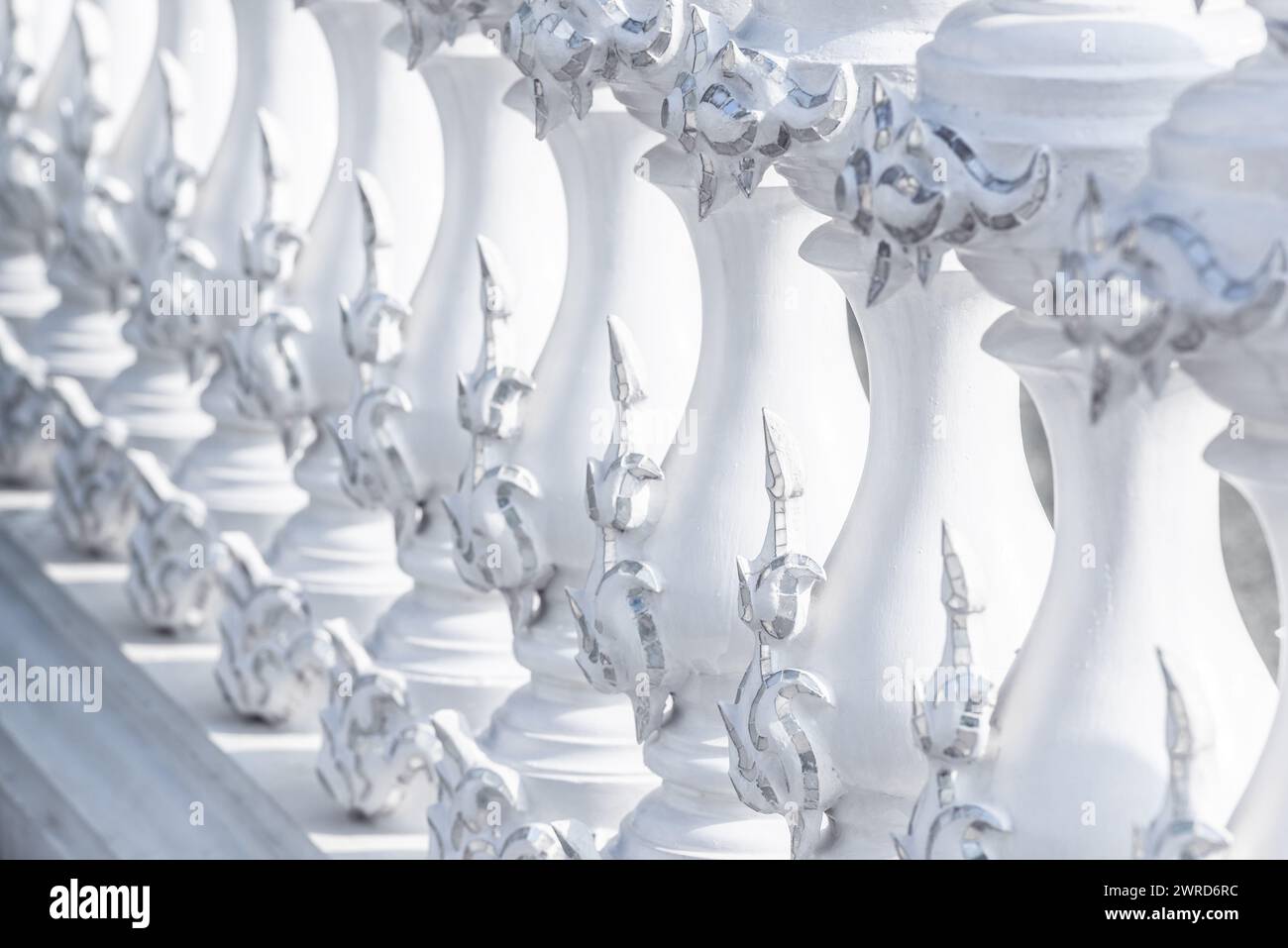 Delicate white blue fence baluster traditional asian style background ...