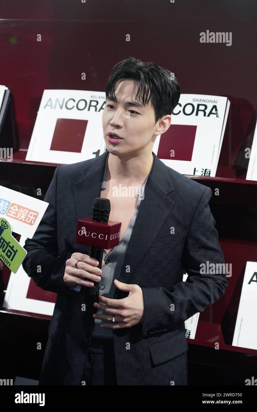 Lay is attending a Gucci event in Shanghai, China, on March 11, 2024 ...