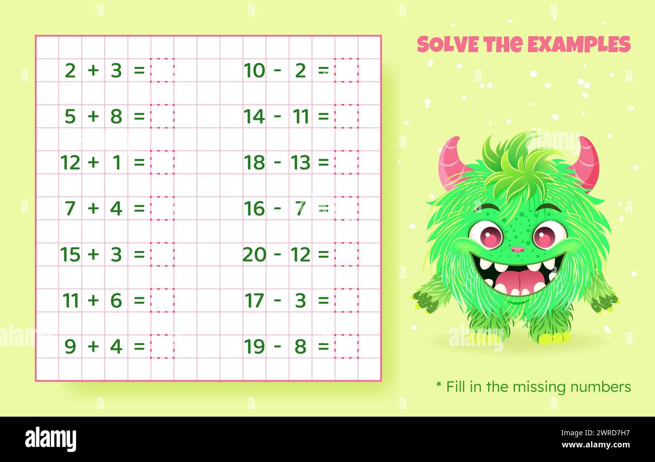 Math game for kids. Addition and subtraction Stock Vector Image & Art ...