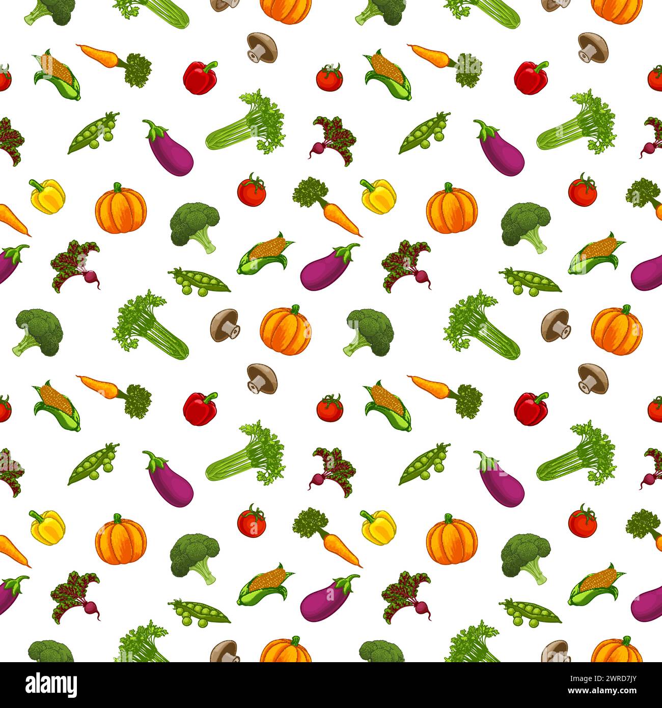 Vegetables Background Seamless Pattern Print Stock Vector Image & Art - Alamy